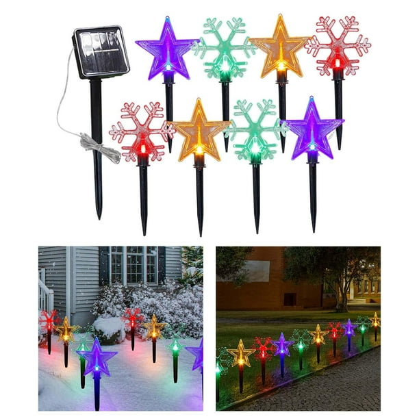Solar Pathway Lights Outdoor Walkway Light Snowflake Stars Stake Light ...