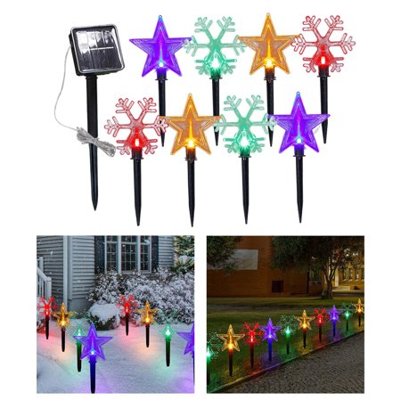 Solar Pathway Lights Outdoor Walkway Light Snowflake Stars Stake Light ...