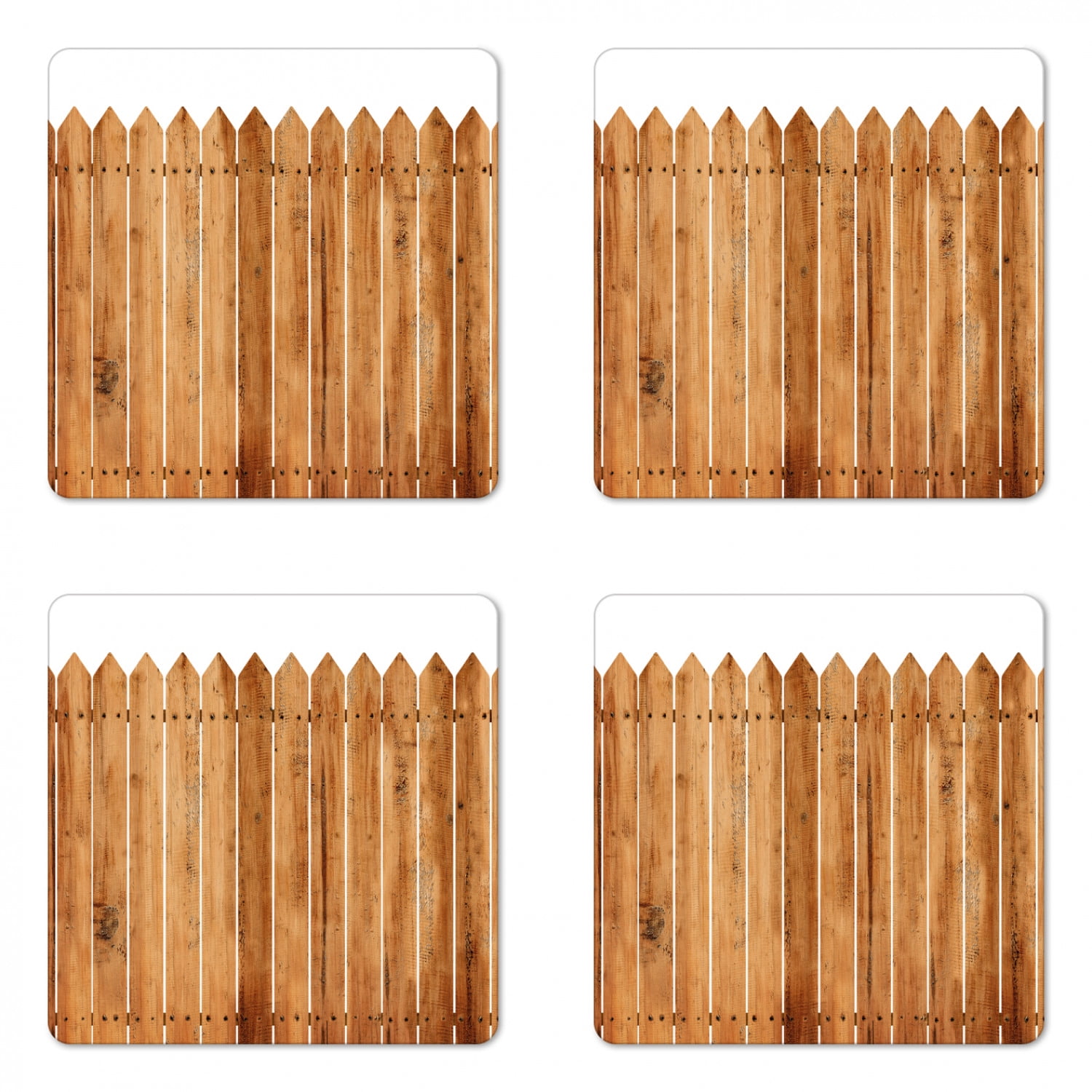 Farmland Coaster Set of 4, Triangle Edged Timber Border Stripes Siding ...