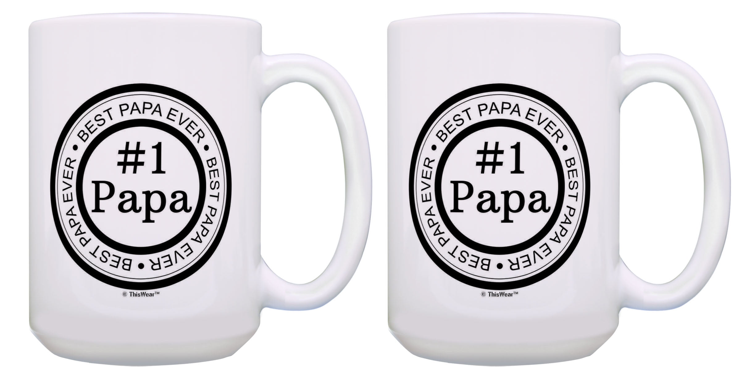 ThisWear Papa Mug Set Best Ever #1 Papa Coffee Cup Grandfather Gift 2 ...