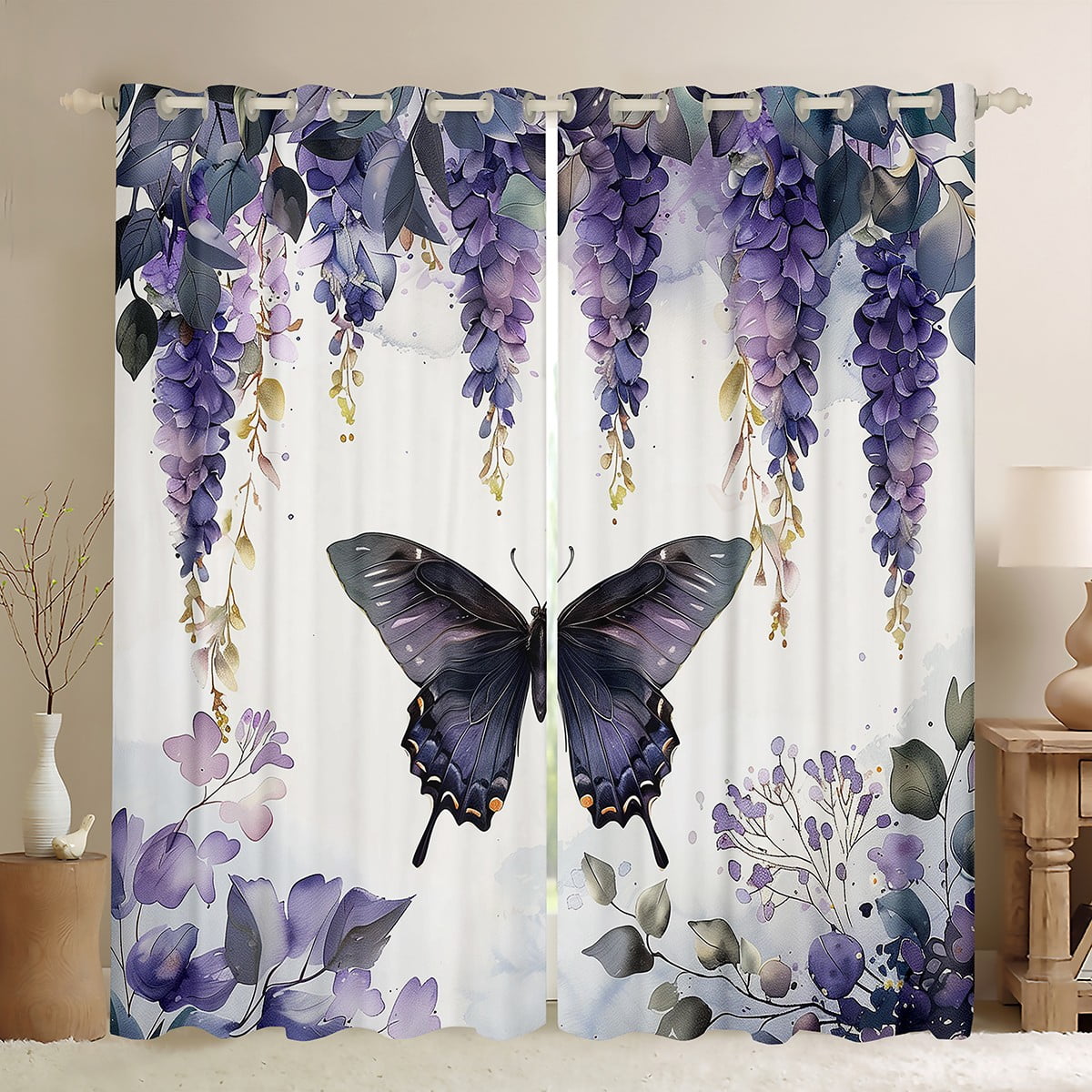 Click here for Yst Purple Butterfly Curtains wisteria Florals 42W... prices