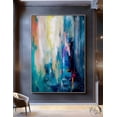 Abstract Wall Art Painting Handmade Modern Canvas Artwork Aqua Magenta ...