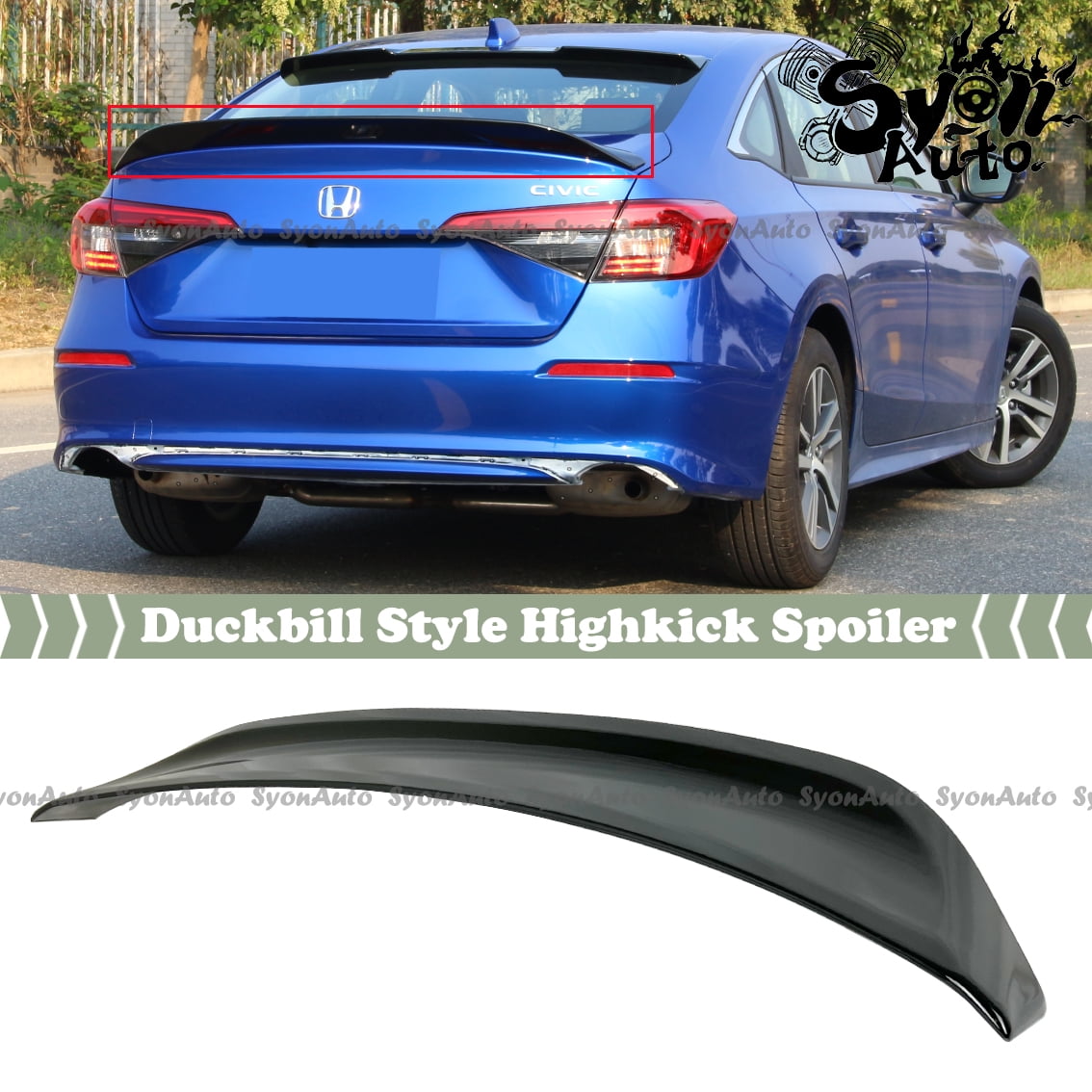 FITS 2022+ HONDA CIVIC SEDAN GLOSSY BLACK DUCKBILL STYLE HIGH KICK ...