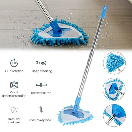 Retractable Cleaning Mop, 180 Degree Rotatable Adjustable Triangle ...