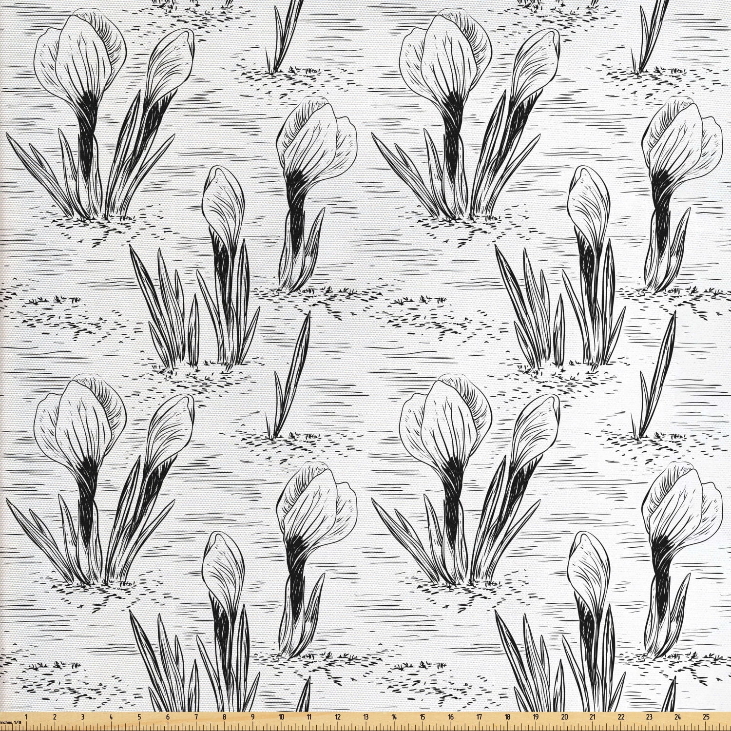 Floral Fabric by the Yard, Continuous Retro Sketchy Design Spring ...
