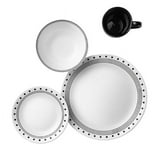 Corelle Classic City Block, 16-Piece, White and Black, Dinnerware Set ...