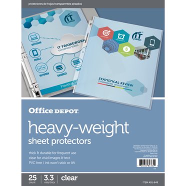 Office Depot Standard Weight Sheet Protectors, 8 1/2in. x 11in., Clear ...