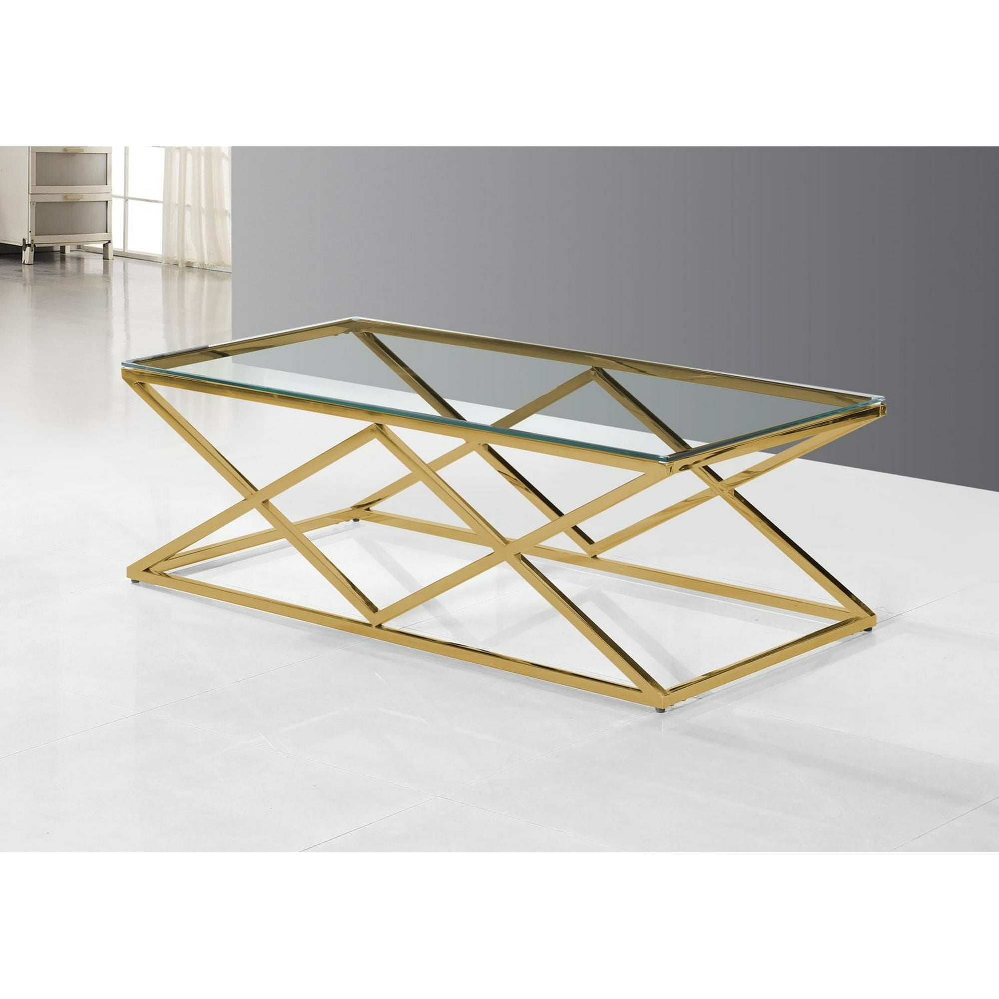 Click here for K-Living Castor Coffee Table With Clear Tempered G... prices