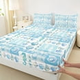 Feelyou Blue Ocean Starfish Bed Sheets, Seahorse Sealife Kid King ...