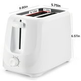 Mainstays 2-Slice Toaster Arctic White, Auto-Centering Guides, 1-6 ...