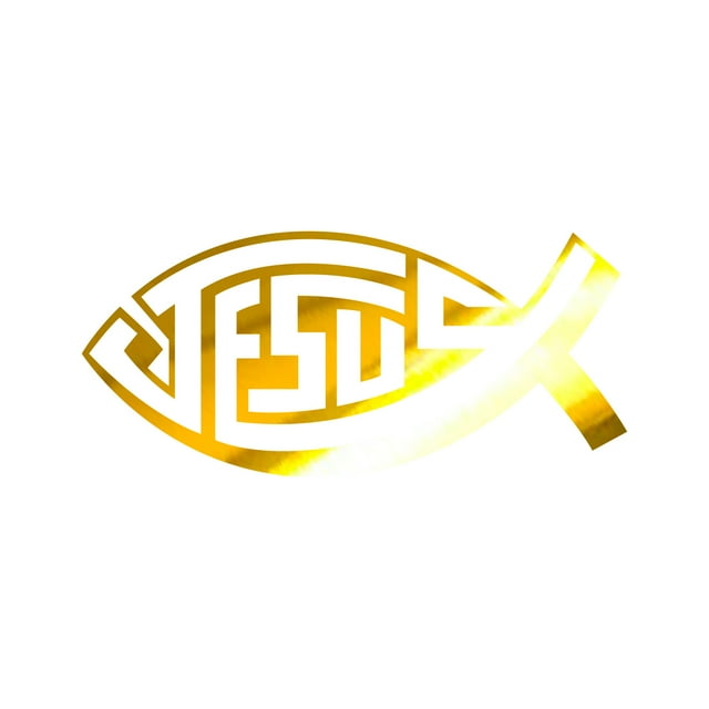 Jesus Fish Sticker Decal Die Cut - Self Adhesive Vinyl - Weatherproof - Made in USA - Many Color ...
