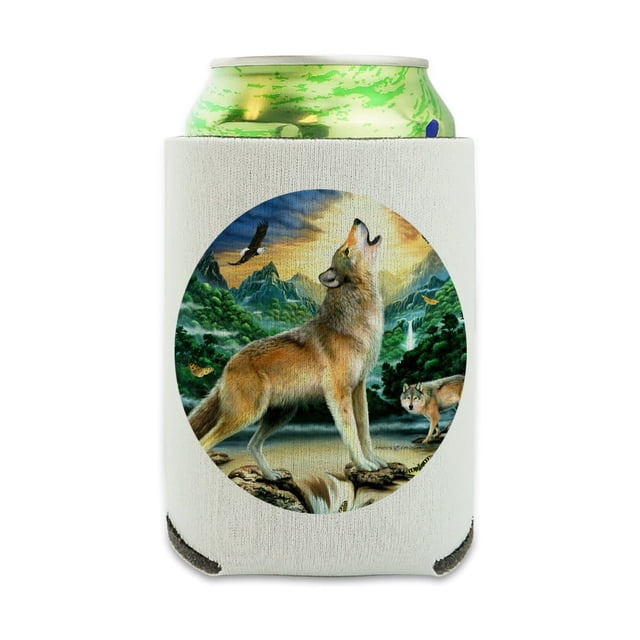 Howling Wolf Sunset Forest Butterflies Can Cooler - Drink Sleeve Hugger ...