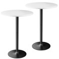 Furmax Set of 2 Round 23.85” Pub Dining Table White & Black, Bar Table ...