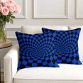 Blue Checker Pillow Covers Set of 4, Modern Abstract Dark Blue Tunnel ...