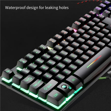 Universal 104 Keycaps RGB Mechanical Keyboard Wired Gaming Keyboard E ...