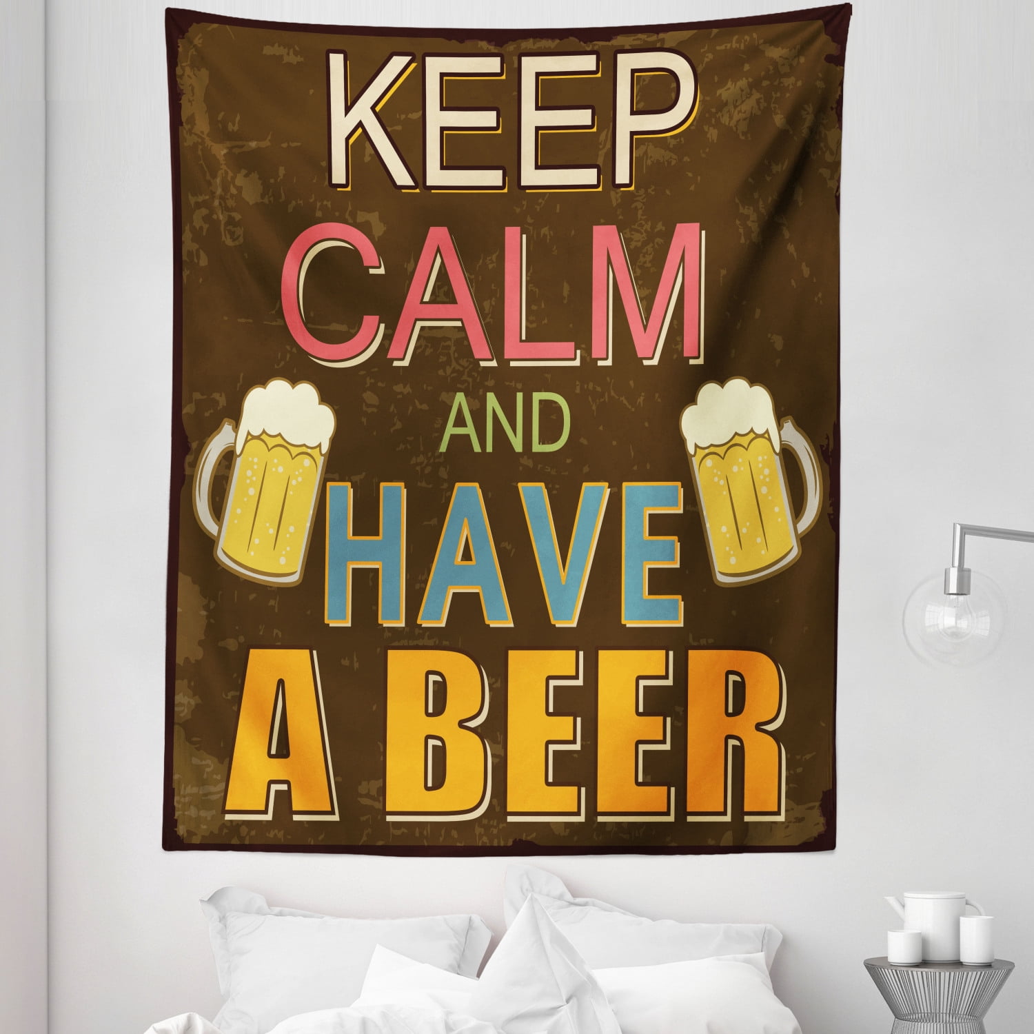 Keep Calm Tapestry, Have a Beer Vintage Poster Design with Foamy ...