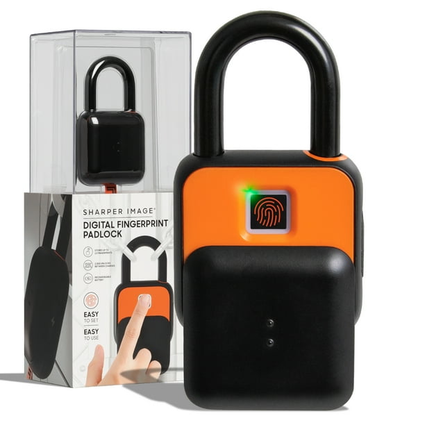 SHARPER IMAGE Fingerscan Digital Padlock, Biometric Keyless Code-Free ... SHARPER IMAGE Fingerscan Digital Padlock, Biometric Keyless Code-Free ...