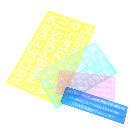 FAGINEY 4pcs Templates Rulers Colorful Plastic Number Letter Pattern ...