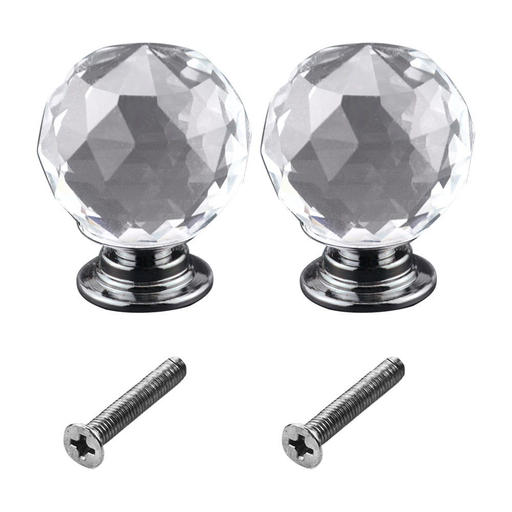2Pcs Ball Shaped Crystal Glass Cabinet Knobs - 30mm Ball Shape Pulls ...