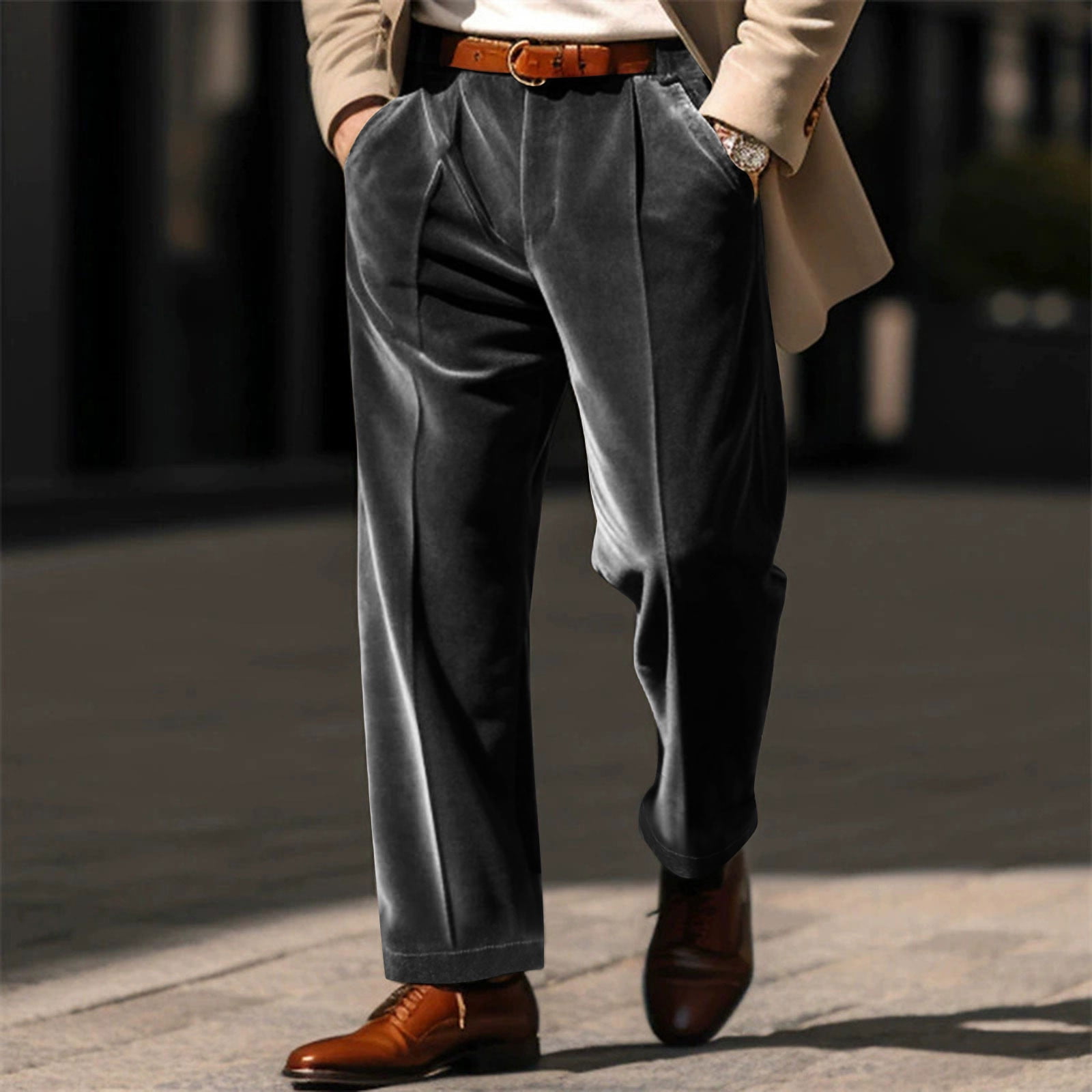 Click here for Kalauyu Mens Velour Classic Fit Stretch Velvet Dre... prices