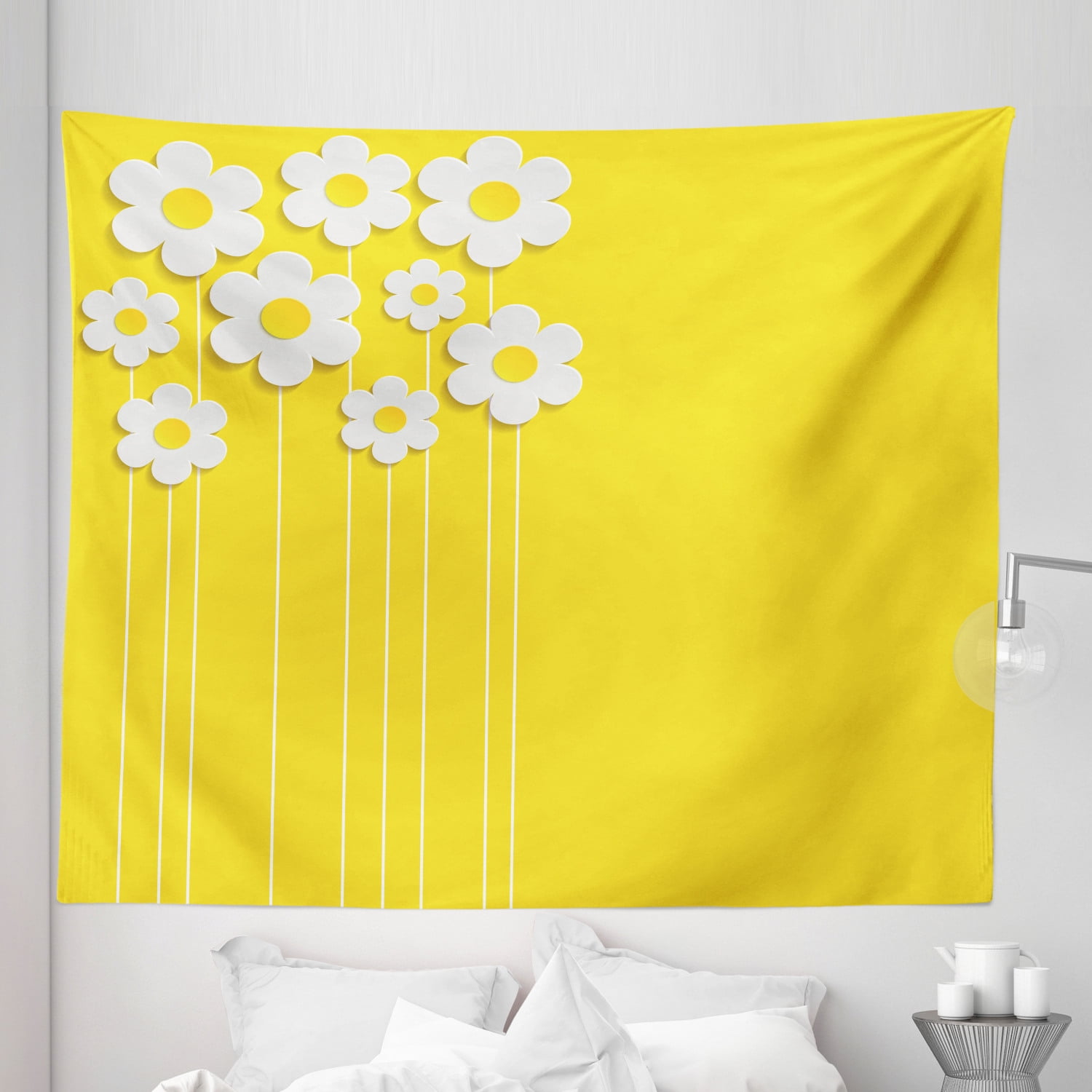 Yellow Tapestry, Spring Flowers Daisy Pattern on Clean Background ...