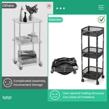 Gymax Heavy Duty Steel 3-Tier Rotating 1-Second Folding Movable Shelves ...