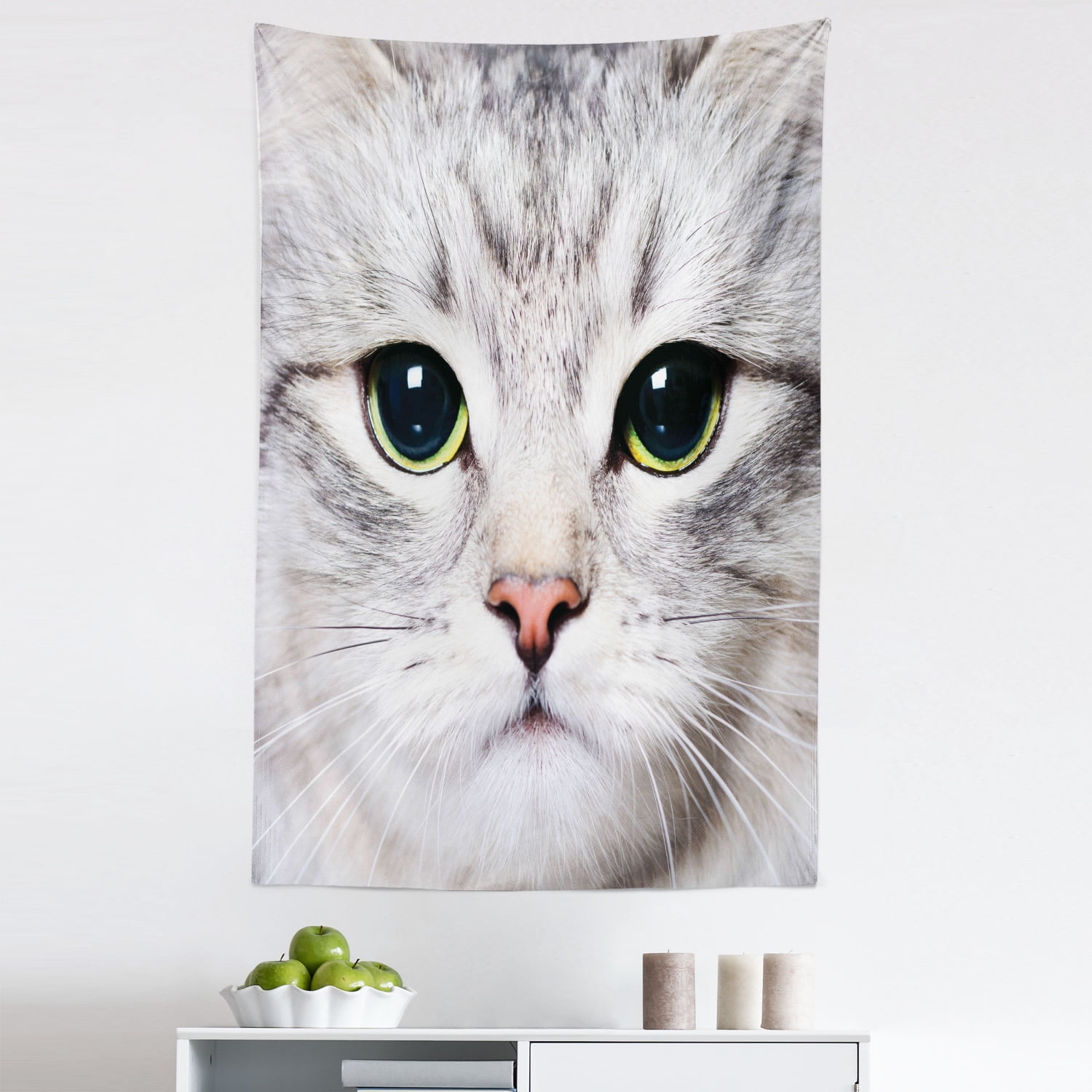 Animal Tapestry, Cat Print Kitten Kitty Face Look Closeup Portrait ...