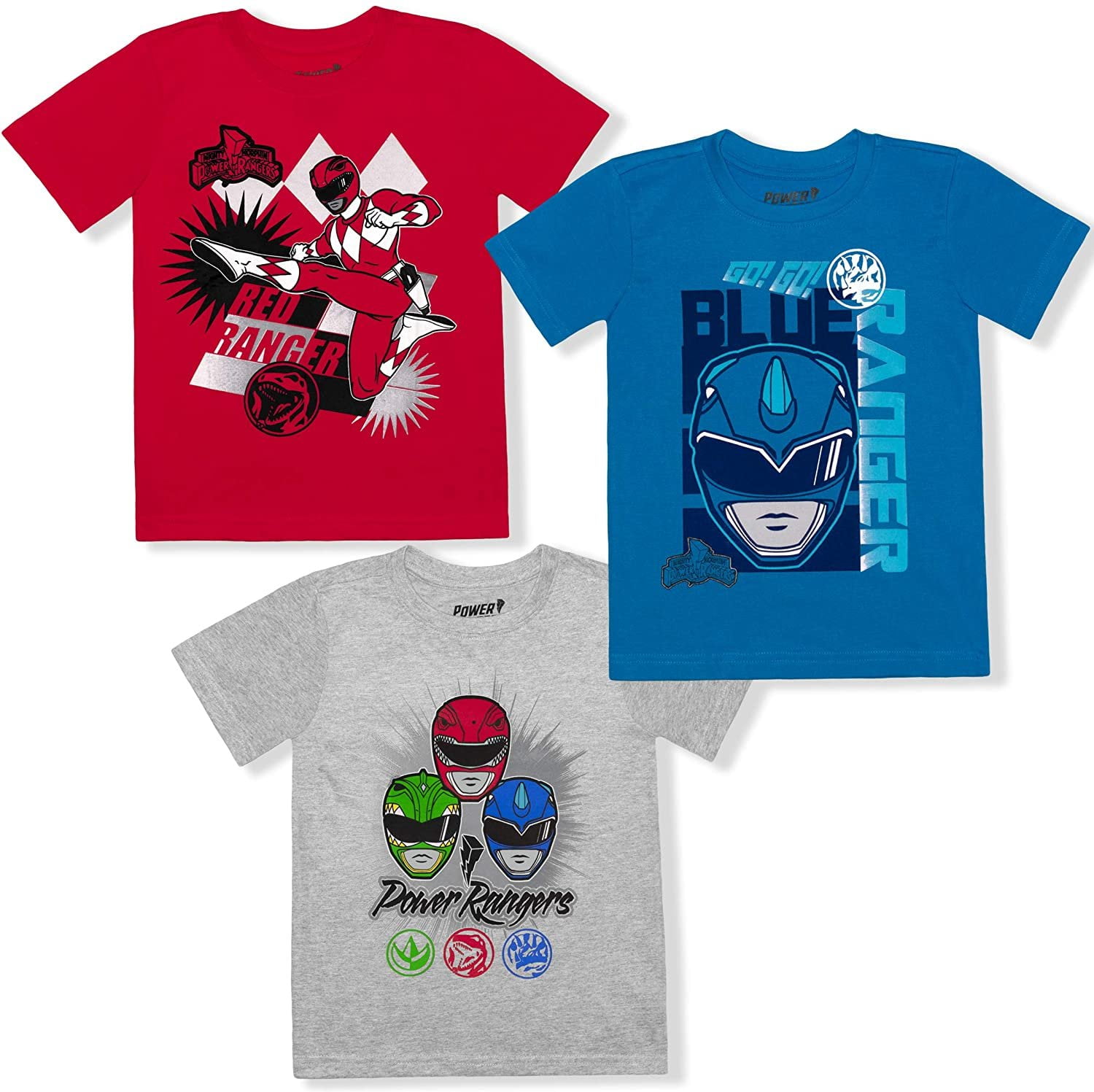 Power Rangers Red Ranger, Blue Ranger and Green Ranger Boys 3 Pack ...