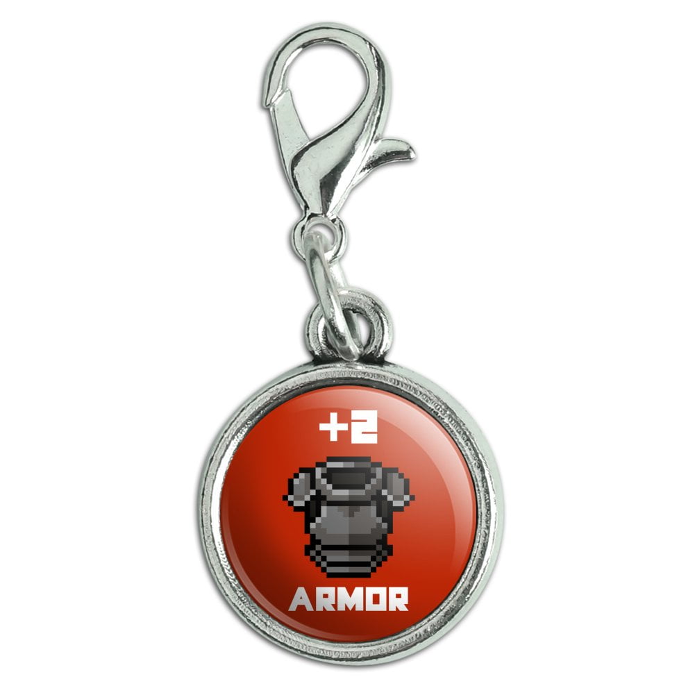 8-Bit Pixel Retro Plus Two Armor Gamer Game Antiqued Bracelet Pendant ...