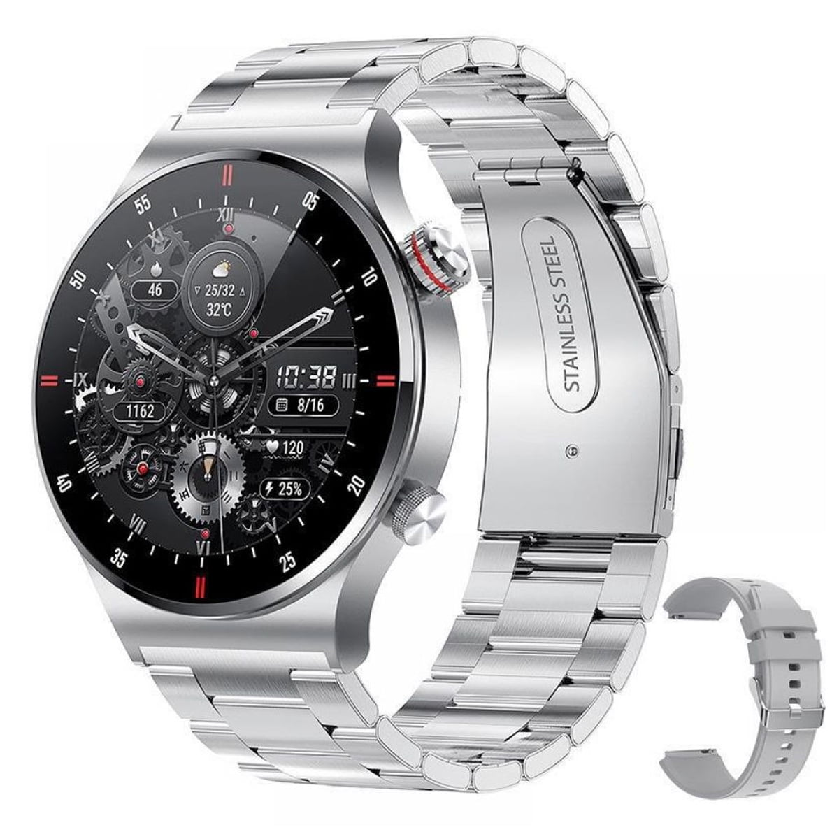 Reloj inteligente QW33 con llamadas Bluetooth, rastreador de ejercicios ...