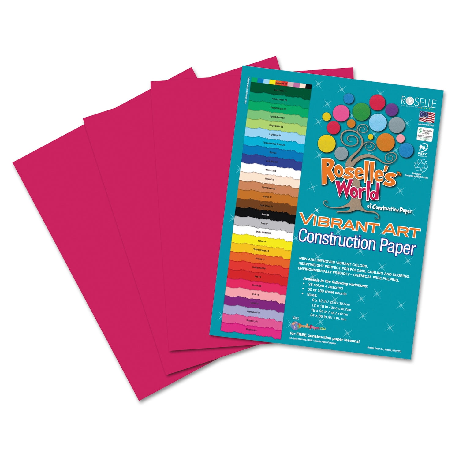 Heavyweight Construction Paper, 58 lbs., 9 x 12, Scarlet, 50 Sheets ...