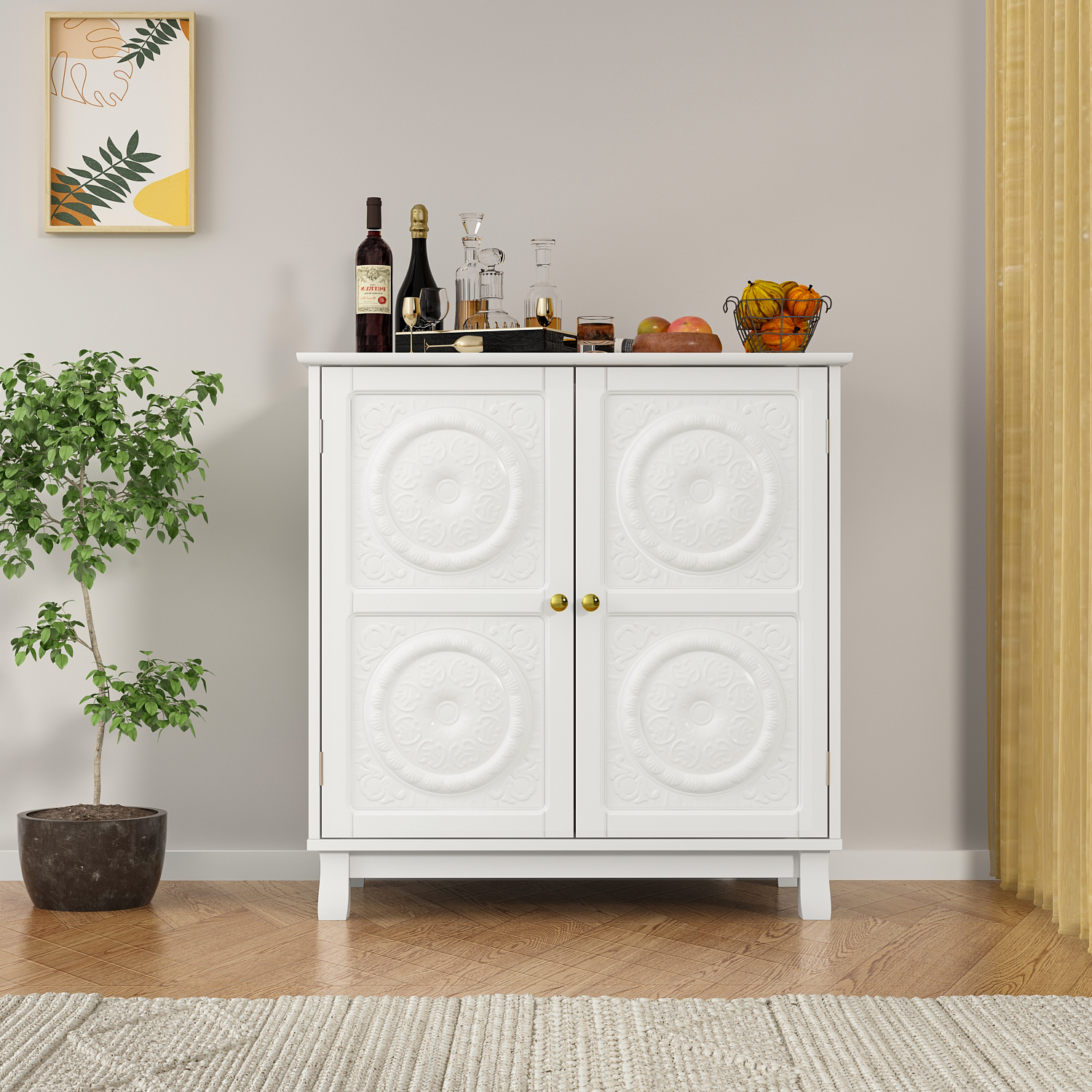 Timechee 2-Door Storage Cabinet with Adjustable Shelf, Modern Wood ...