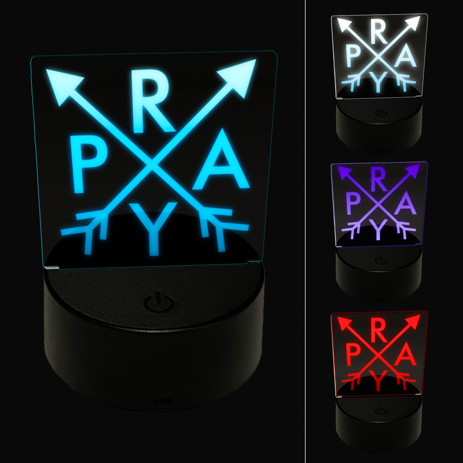 Pray Stylized LED Night Light Sign 3D Illusion Desk Nightstand Lamp ...