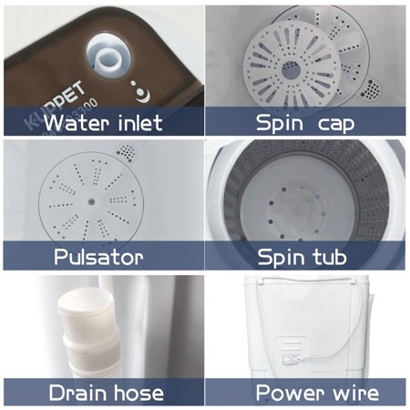 KUPPET Portable Washing Machine, 17lbs Compact Twin Tub Wash&Spin Combo ...