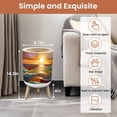 Small Trash Can with Lid Illuminated Stained Glass Sunset Sea Scene 1.8 ...