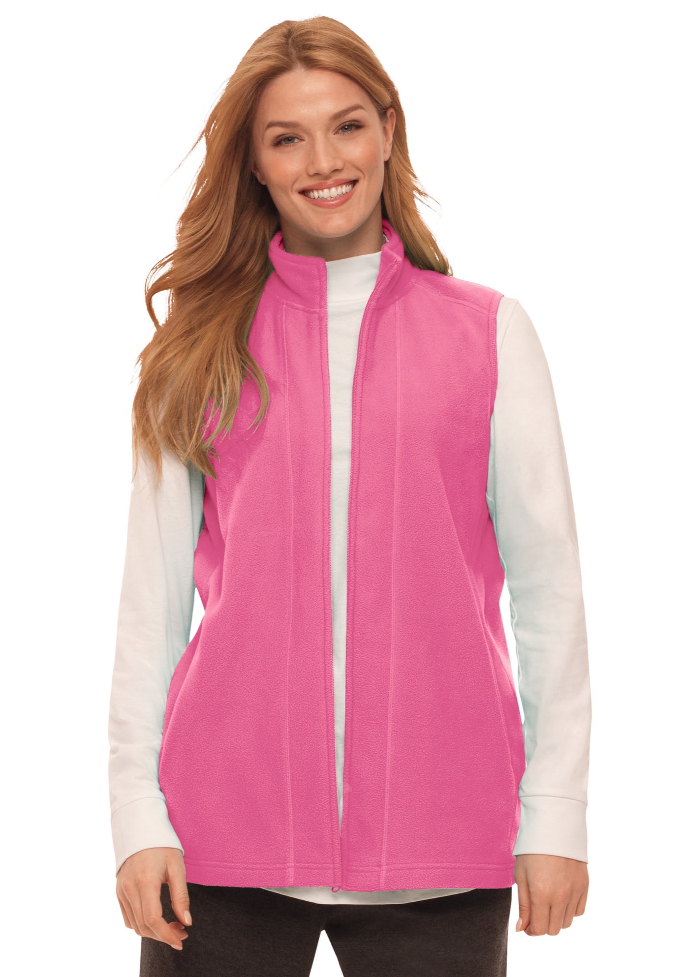 Woman Within Women's Plus Size Zip-Front Microfleece Vest Vest ...