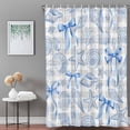 Blue Coastal Starfish Shower Curtain Set with Hooks, Seashells Coral ...