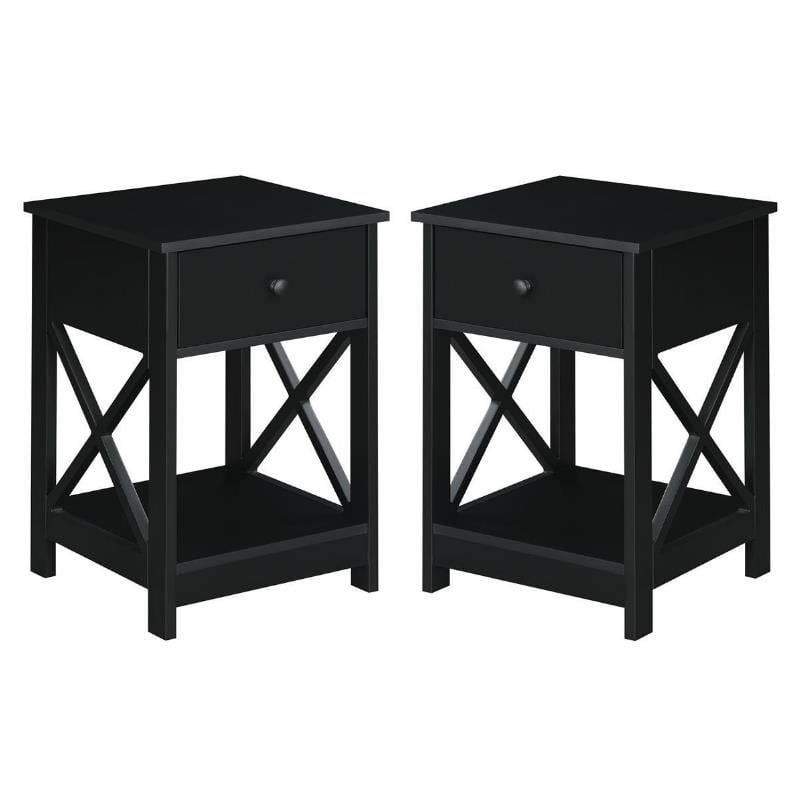 Home Square Furniture One-Drawer End Table in Black Wood Finish - Set ...