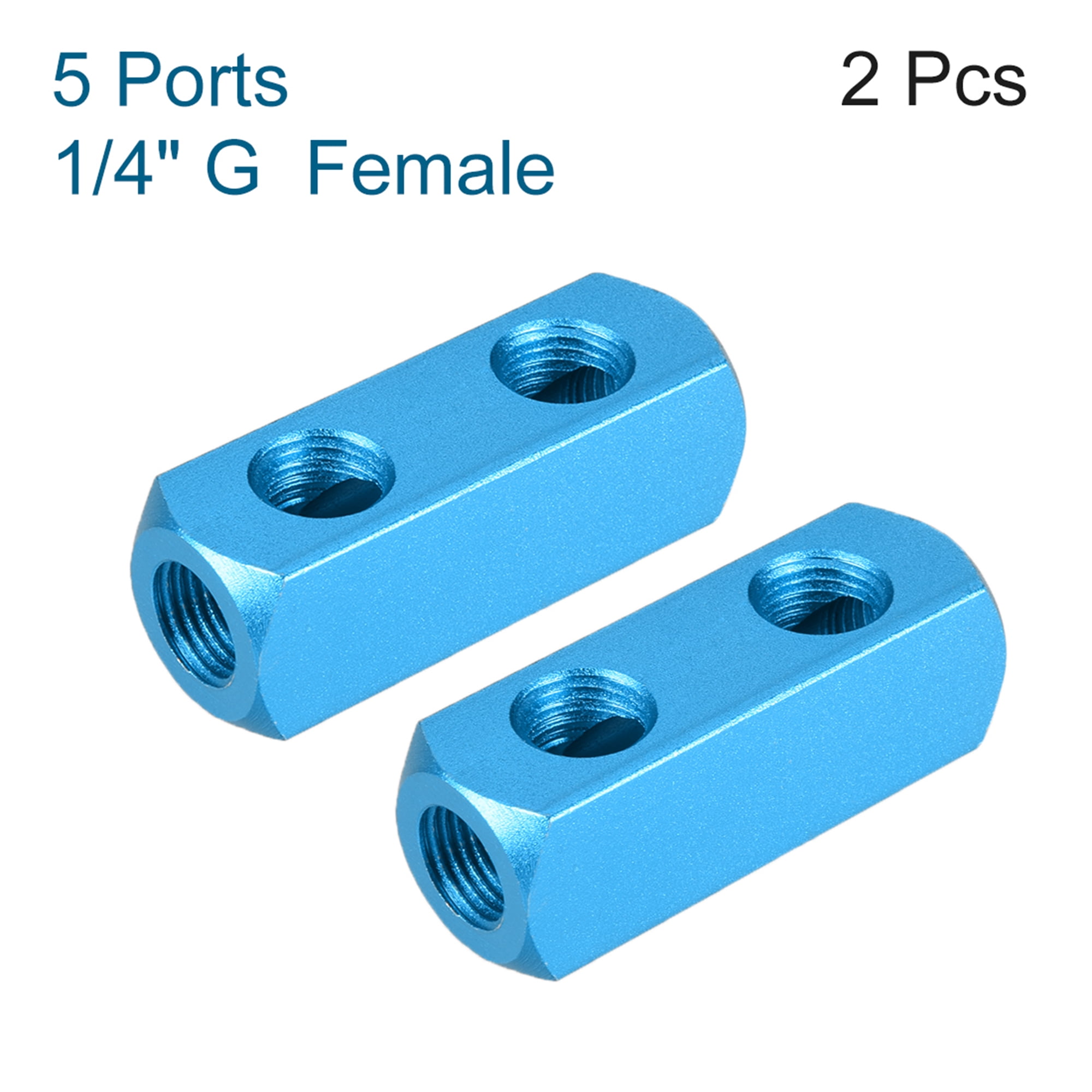 1/4" G Threaded Pneumatic 5 Ports 2 Way Quick Connect Splitter Air Hose ...