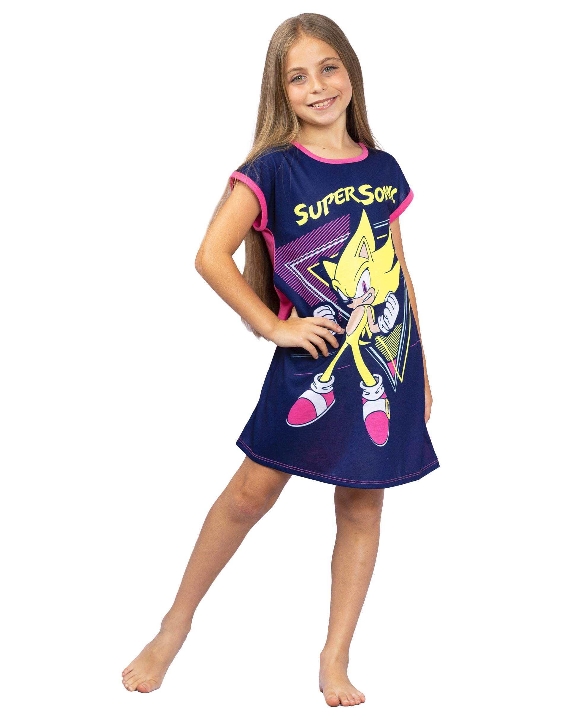 Sonic the Hedgehog Big Girls Nightgown Sleepshirt 4-12, Navy, Size: 4-5 ...