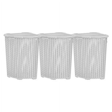 Superio 50L Large Lace Plastic Laundry Hamper with Lid - Brown (3 Pack ...