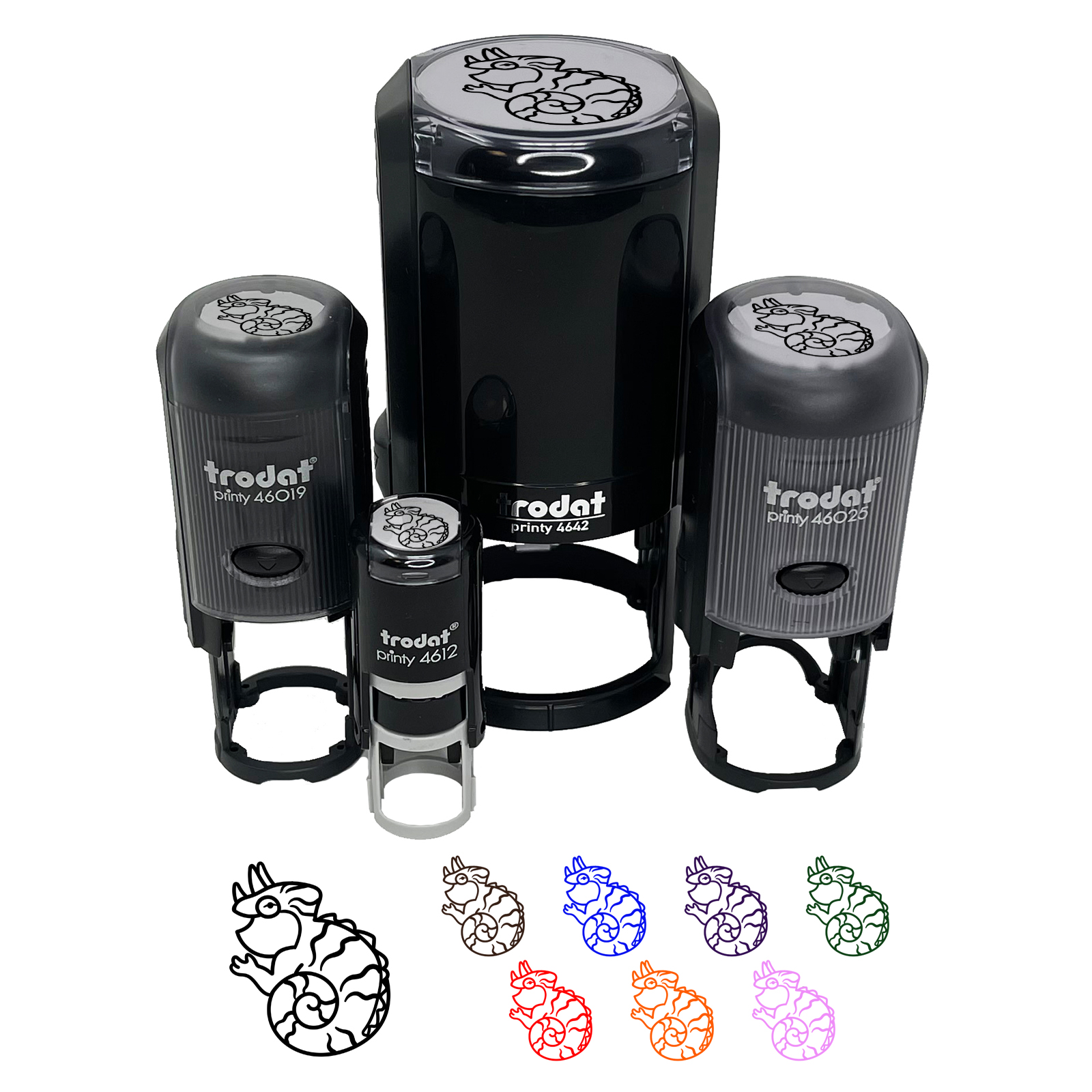 Fat Cute Jackson's Horned Chameleon Lizard Reptile Self-Inking Rubber ...