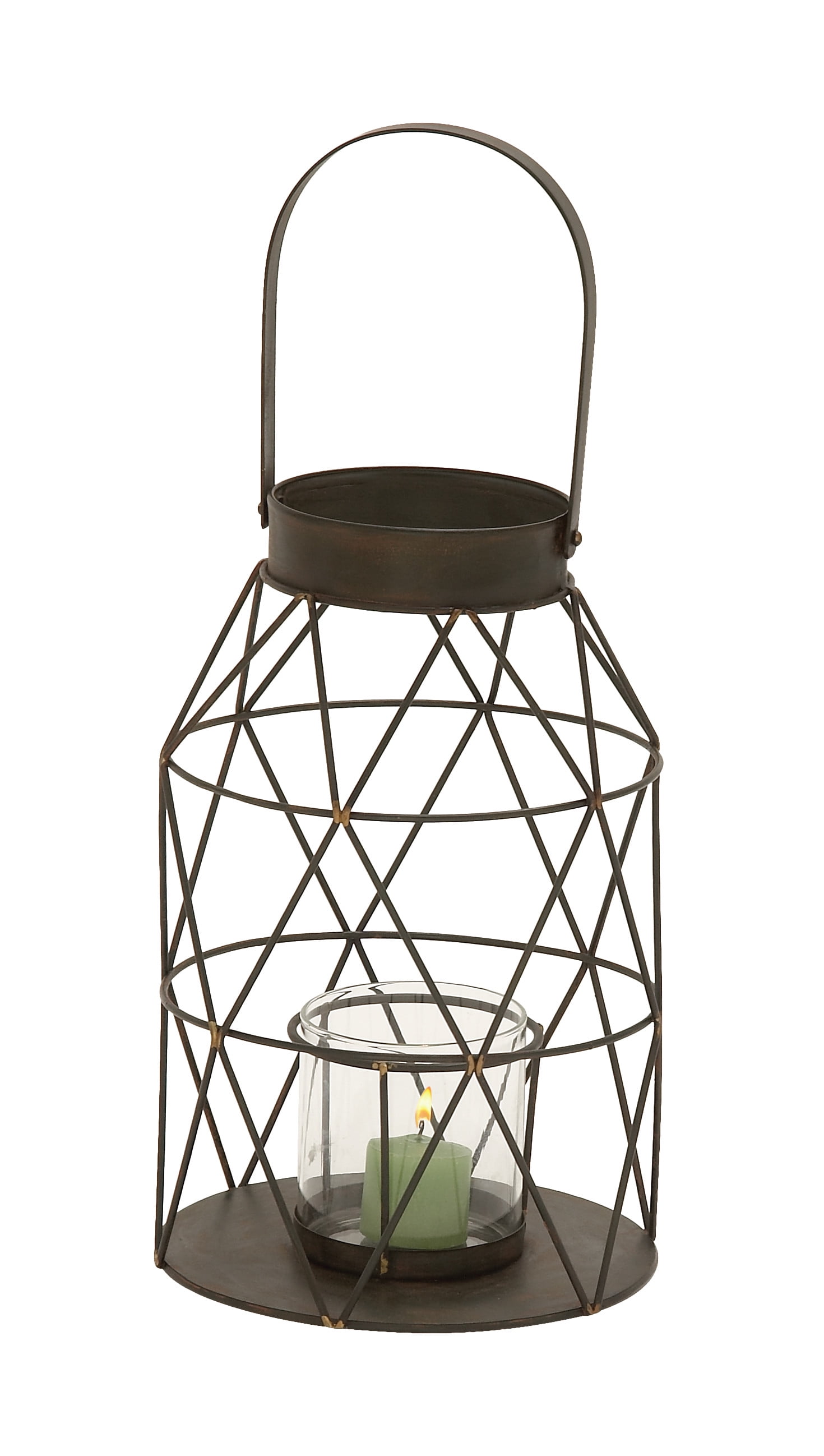 DecMode Farmhouse 15 x 7 inch iron geodesic cage candle holder ...