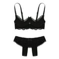 Iefiel Womens Lace Exotic Lingerie Set Unlined Shelf Bra With