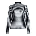 Time and Tru Women's Stripe Funnel Neck Sweater with Long Sleeves ...
