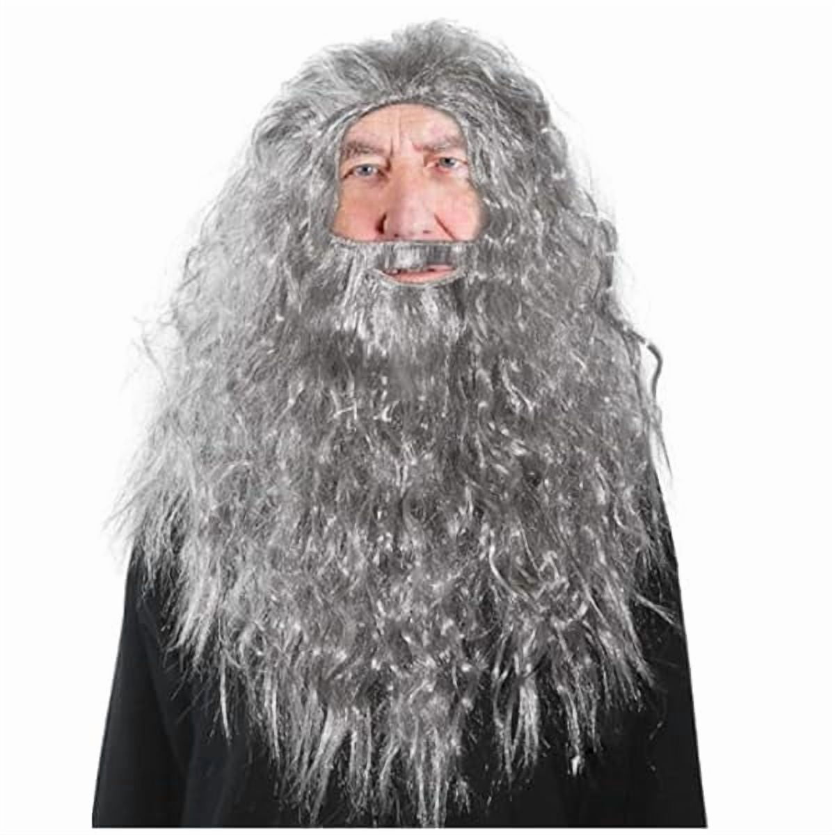 wonima44 Grey Wig and Beard Set for Wizard - Wizard Costume Accessories ...