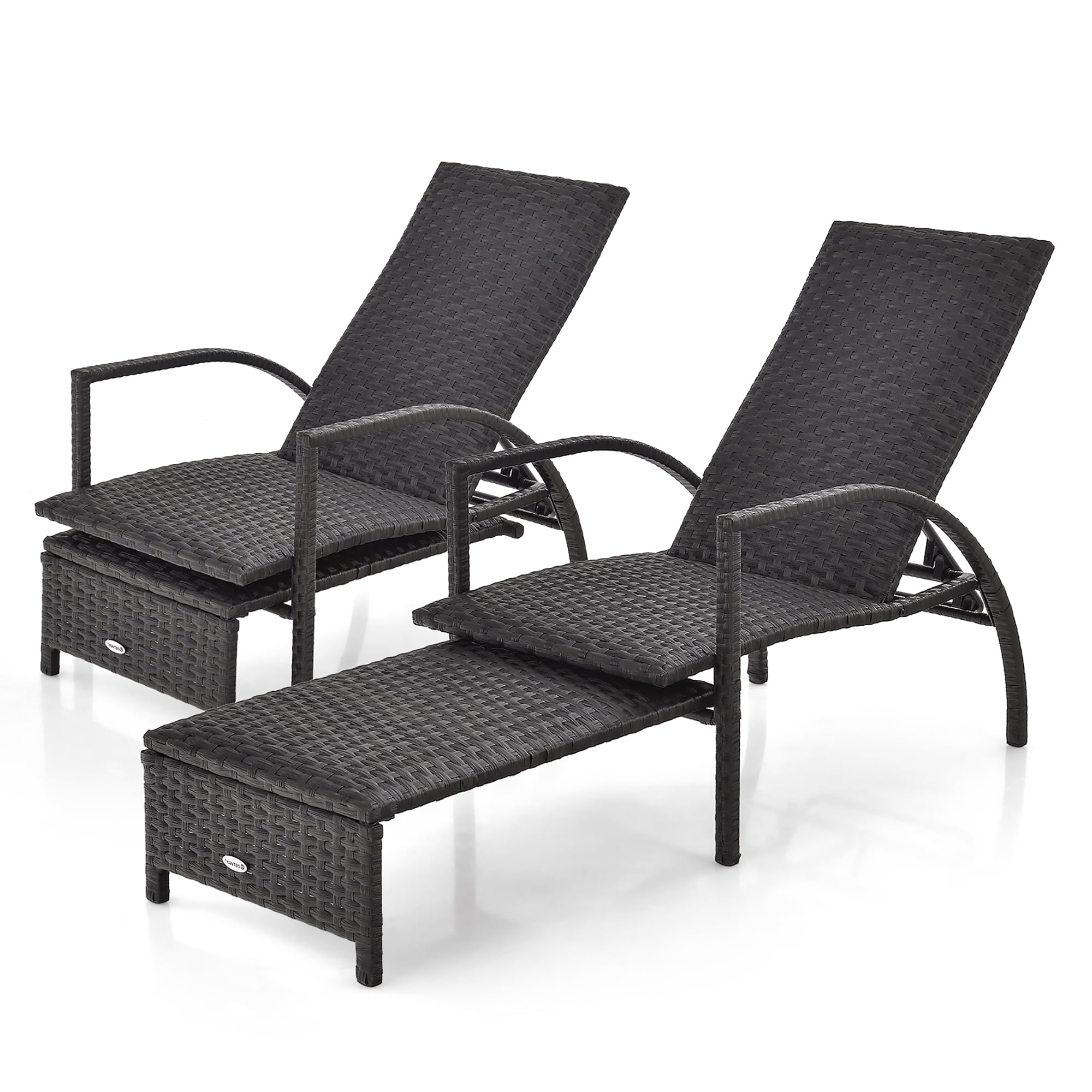 Click here for Gymax 2pcs Outdoor Chaise Lounge Rattan Recliner W... prices
