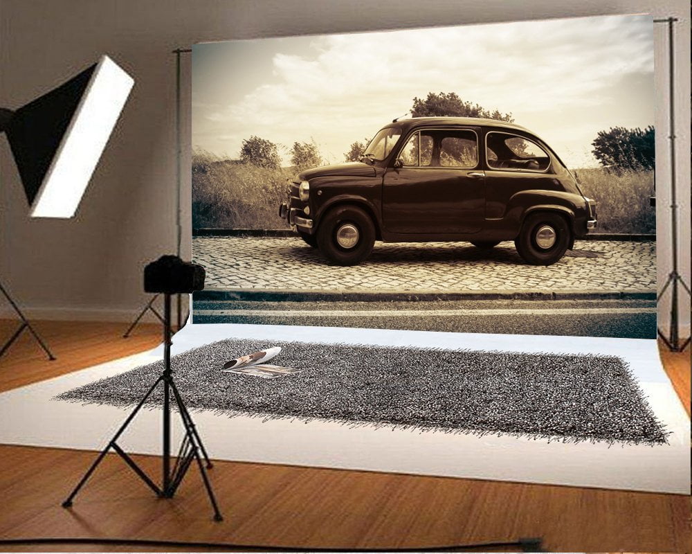 MOHome Retro Car Backdrop 7x5ft Photography Backdrop Road Trees ...