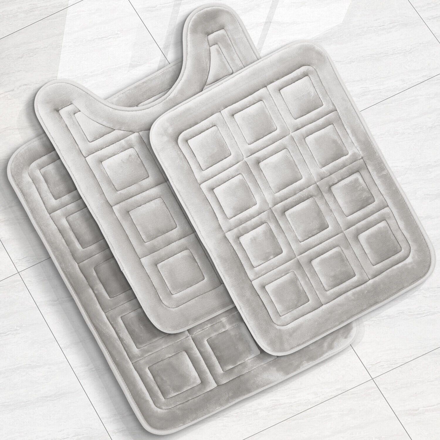 Velvet Memory Foam Bathroom Rugs Ultra Soft Bath Mat Rug Non Slip ...