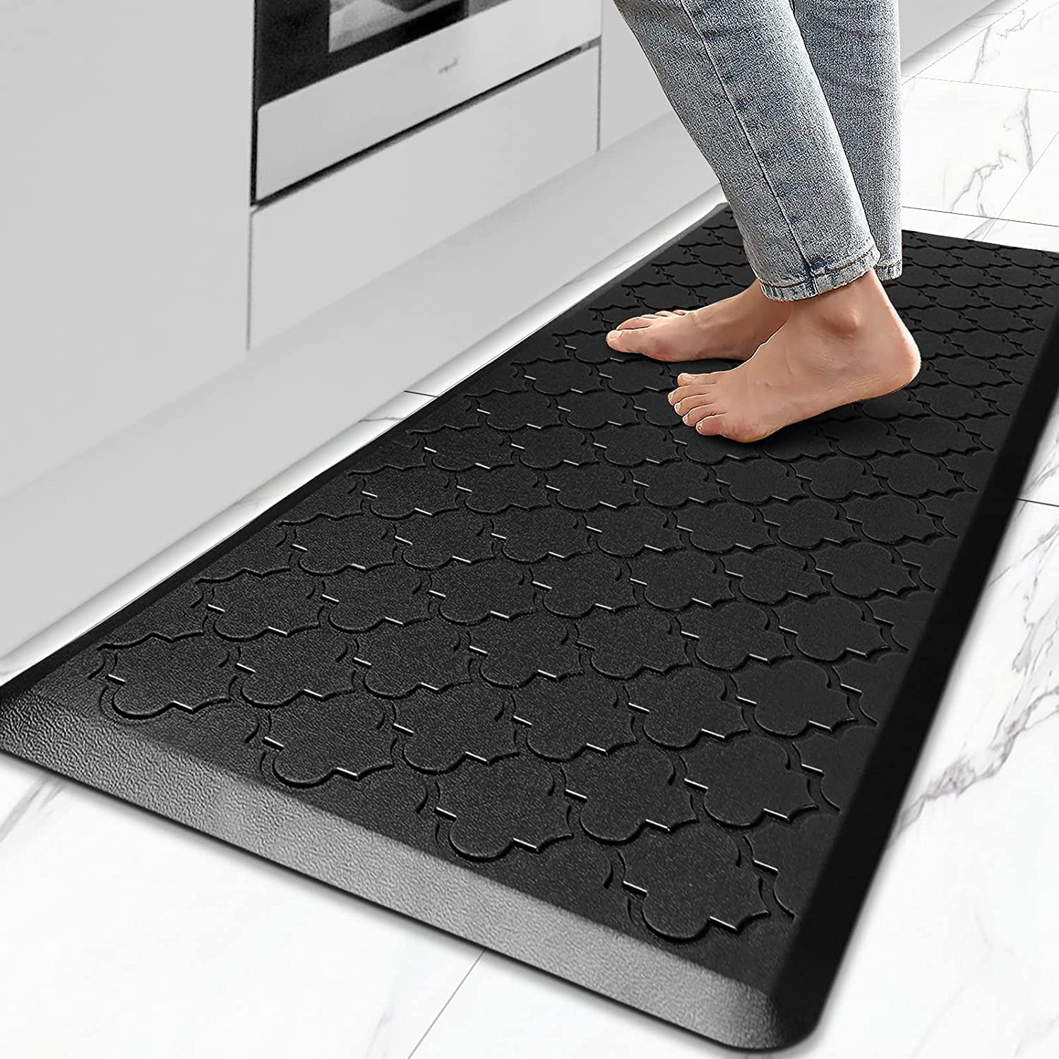 GALMAXS7 Kitchen Mat Anti Fatigue 1/2 Inch Cushioned Mat Black Kitchen ...